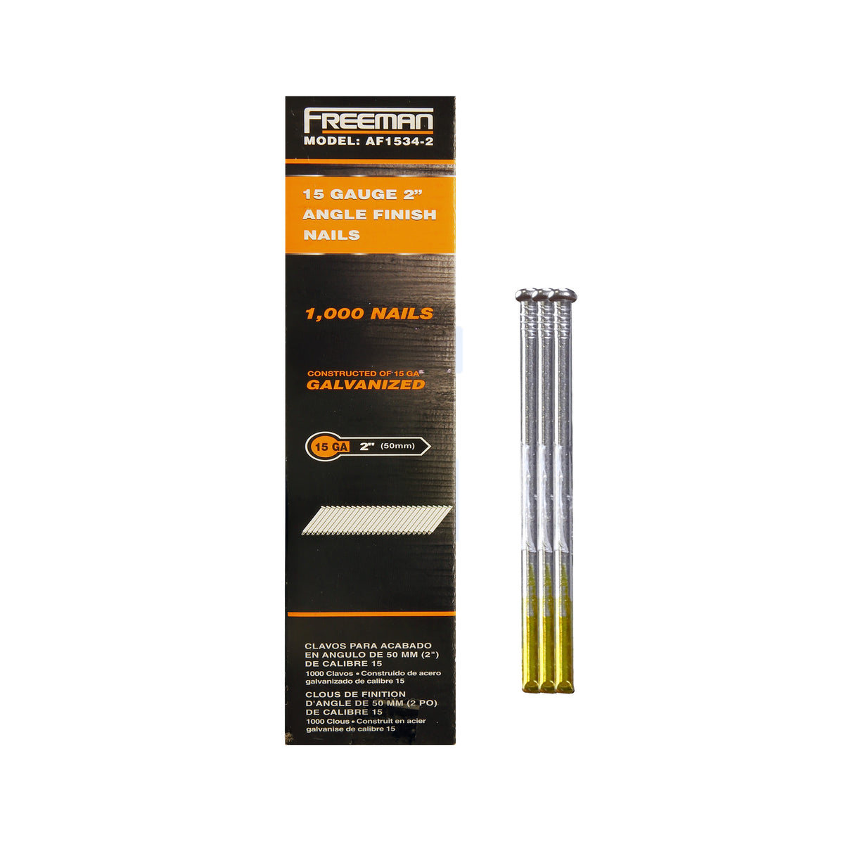 15-Gauge 34 Degree Angle 1-1/2" to 2-1/2" Tape Collated Finish Nails ...