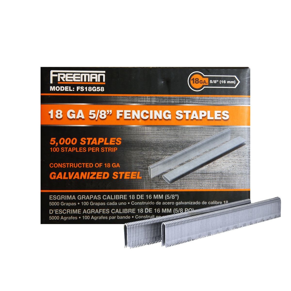 FS18G58 18-Gauge 5/8" Glue Collated Barbed Fencing Staples (5000 Count ...